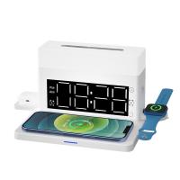 China 3 In 1 Alarm Clock Bed Side Desklamp Lamp Light With Wireless Phone Charger Station For Iphone for sale
