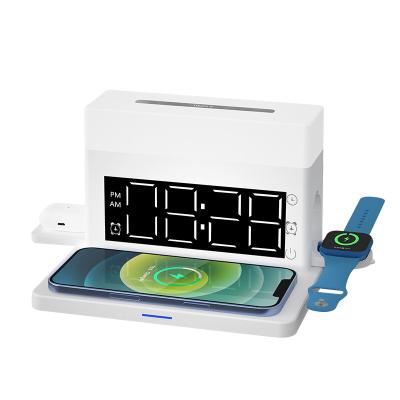 China 3 In 1 Alarm Clock Bed Side Desklamp Lamp Light With Wireless Phone Charger Station For Iphone for sale