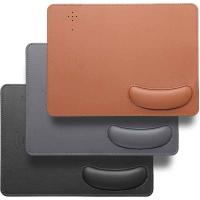 China Custom Logo PU Leather Mouse Pad Wireless Charger With Wrist Rest for sale