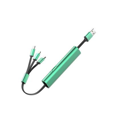 China TPE ABS Length 30cm Retractable Lightning Cable Keychain 3 In 1 for sale