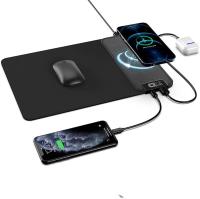 China ABS PU 9V 2A Mouse Pad Wireless Charger 7.5W With Fast USB Ports for sale