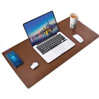 China Extra Thick 4mm 15W Mouse Pad Wireless Charger Leather Desk Pad for sale