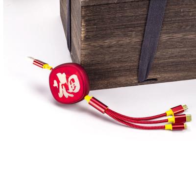 China Retractable 120cm Fast Charging USB Cables 3 In 1 With Multi Ports for sale