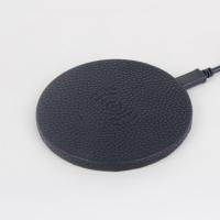 China Qi 10W Fast Wireless Charging Pad Premium PU Leather Inductive for sale