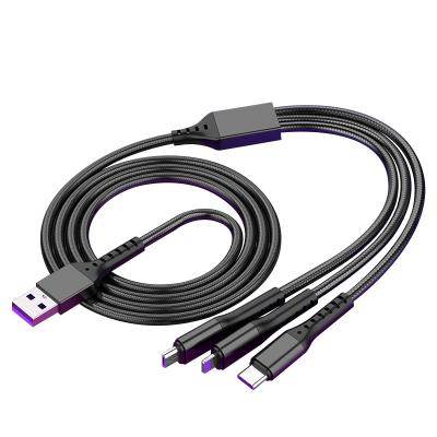 China Nylon 4ft Multi USB Charging Cable 3 In 1 Universal Charger Cord for sale