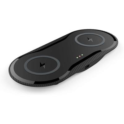 China Dual Port Qi 10W Desktop Wireless Charger Pad For Iphone Airpods for sale