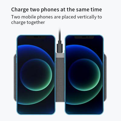 China Dual Coil Fast 15w Desktop Wireless Charger Duo Pad For for sale