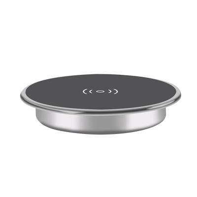 China Desktop Round 15W Embedded Wireless Charger Aluminum Alloy for sale