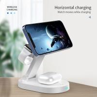 China Portable 3 In 1 15W Magnet Wireless Charger Stand Horizontal Charging for sale