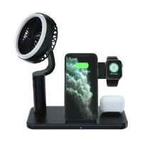 China 9V 2A Foldable Multifunction Fast Charger 4W Fan PC ABS With Led Night Lamp for sale
