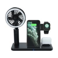 China 15W Desk Wireless Charger Station Handheld Fan 205KHz For for sale