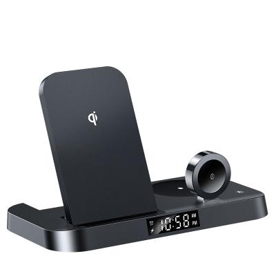 China OEM 15W QI Wireless Charger Alarm Clock 1.5A Foldable Wireless Charging Station for sale