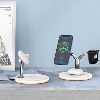 China White Type C Wireless Phone Charger Stand 15w Fast 4 In 1 Qi Charging Dock for sale