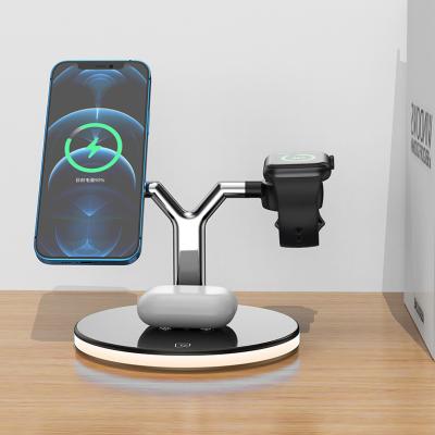China Desktop Magnetic Wireless Car Charger 10w Mobile Phone Holder 4 In 1 for sale