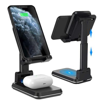 China Portable And Adjustable Dual 10W Wireless Charger Desk Phone Holder for sale