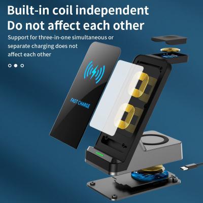 China 15w 3 In 1 Qi Fast Wireless Charger Fast Charging For Phone Earphone Watch for sale