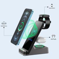 China Portable Desktop Wireless Charger 3 In 1 Magnetic Wireless Charger AL ABS PC Material for sale