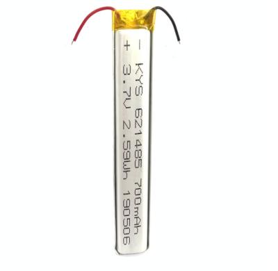 China 3.7V 700mAh Lithium Ion Polymer Battery 621485 601585 651485 for Strip LED Lights for sale