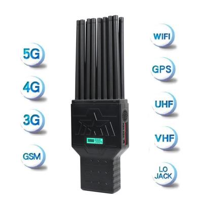 China Newest 18W 18 Band Handheld Signal Jammer for 5G 4G 3G 2G Wi-Fi GPS UHF VHF RC 315 433 for sale