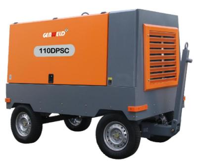 China GENWELD 110DPSC Diesel Portable Screw Compressor with Yuchai 118KW Engine 12.5 m3/min FAD and 10 bar Rated Pressure for sale