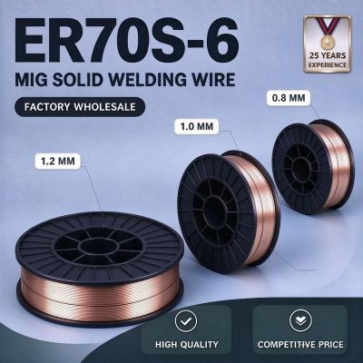 China 1.2mm Copper Coated Low Splatter MIG Welding Wire Solid Welding Wire for Industrial Stable Arc ER70S-6 for sale
