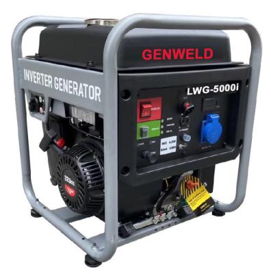China GENWELD LWG-5000i 4 KW Gasoline Inverter Generator with AC/DC Car Charger Interfaces and Pure Sine Wave AC Output for sale