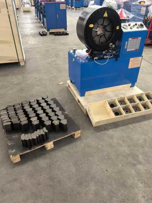 China Hydraulic Electric 4 Inch 4-102 Mm Blue Color Basic Model Shorter Model 4 Layers Hose Big Size Industrial Braided Hose Crimping Machine 4 Kw Compact Structure for sale