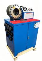 China 2 Inch 600T Rubber Hose Crimping Machine Higher Model Blue Color 220v/240v/380v/415v Voltage PLC Control Systerm With 6-51mm Range And 10 Interchangeable Dies for sale