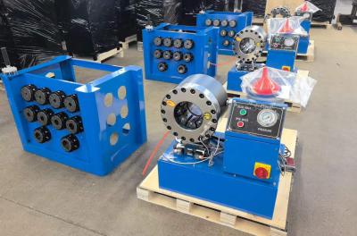 China 2 Inch Crimping Range Up To 51mm 2 Inch Crimping Range Hydraulic Hose Crimping Machine Botton Control Systerm With Fast Change Mould Tool And Rack And 10 Interchangeable Dies for sale