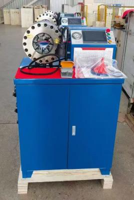 China 2 Inch 600T Rubber Hose Crimping Machine Higher Model Blue Color 220v/240v/380v/415v Voltage PLC Control Systerm With 6-51mm Range And 10 Interchangeable Dies for sale