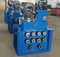 China 2 Inch Crimping Range Up To 64 mm Blue Color 220V/240V/380V/415V Voltage Hydraulic Hose Crimping Machine Button Control Systerm With Fast Change Mould Tool And Rack And 10 Interchangeable Dies for sale