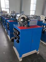 China 2 Inch 600T 31.5Mpa Rubber Hose Crimping Machine Higher Model Blue Color 3kw/4kw Motor Button Control Systerm 220v/240v/380v/415v Voltage With 6-51mm Crimping Range And 10 Interchangeable Dies for sale