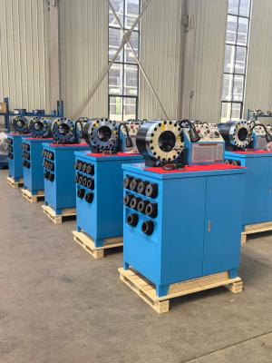 China 2 Inch 600 Ton 31.5Mpa Rubber Hose Crimping Machine Higher Model Blue Color 3kw/4kw Motor Button Control Systerm 220v/240v/380v/415v Voltage With 6 
To 51mm Crimping Range And 10 Interchangeable Dies for sale