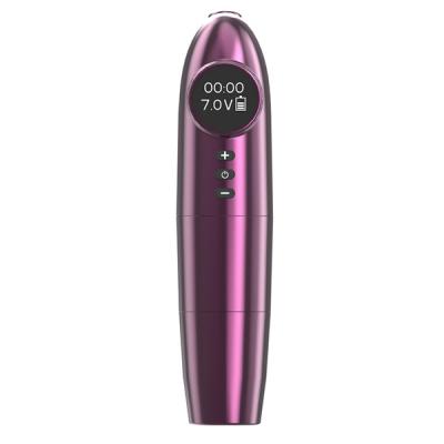 China LCD Display Rotary Tattoo Machine Wireless Purple Color Professional Tattoo Gun Pen Battery Machine for sale