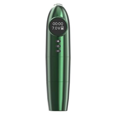 China LCD Display Rotary Tattoo Machine Wireless Green Color Professional Tattoo Gun Pen Battery Machine for sale