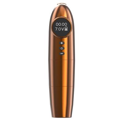 China LCD Display Rotary Tattoo Machine Wireless Gold Color Professional Tattoo Gun Pen Battery Machine for sale