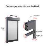 China Double-layer zipper roller blind with dual-layer fabric, custom fabric pairing, and maximum width ≤4.5m for sale