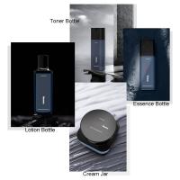 China Luxury 100ml Square PETG Plastic Bottle Blue Skincare Packaging Container Lotion Pump Bottle for sale