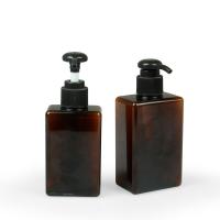 China 100ml 200ml  250ml Petg Cream Jar 24/410 Square Amber Shampoo Bottle for sale