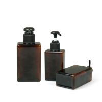 China 100ml 200ml  250ml Petg Cream Jar 24/410 Square Amber Shampoo Bottle for sale