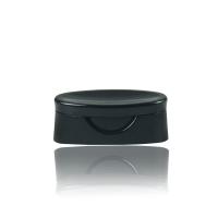 China 24/400 Black Flip Top Cosmetic Plastic Bottle Cap For Shampoo for sale