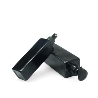 China 120ml 240ml PET Cosmetic Bottle Black Square Plastic 4oz 6oz for sale