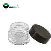 China 8ml Thick Wall Clear Round PET Plastic Cosmetic Jar Packaging Black Lid For Eye Cream for sale
