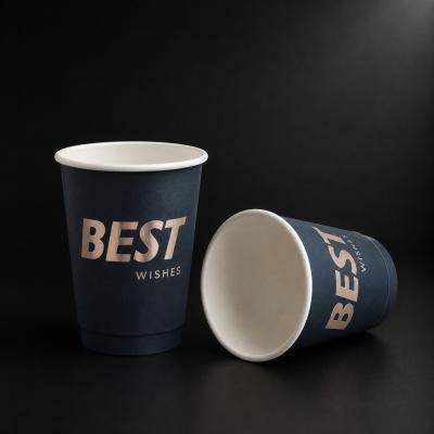 China Heat Protection Double Layer Paper Cup Customized Logo For Coffee Tea Hot Beverages for sale