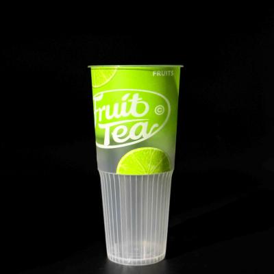 China Scuff Resistant Colored 500ml PP Torch Cups With In Mold Labeling For Beverage Brands for sale