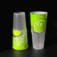 China Scuff Resistant Colored 500ml PP Torch Cups With In Mold Labeling For Beverage Brands for sale