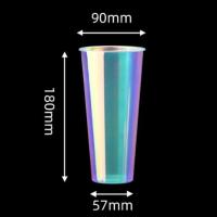China 180mm Tall 700ml IML Cups Rainbow Brightening In Mold Label Cups for Jumbo Summer Drinks for sale