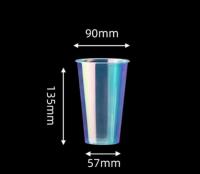 China Rainbow Effects In Mold Label PP Cups 500ml Capacity 90mm Opening For Milk Tea Fruit Drinks for sale