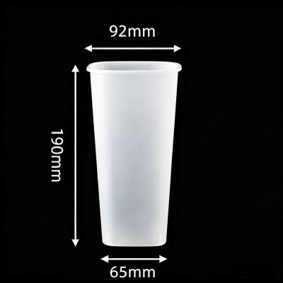 China 92mm Large Frosted Square PP Cups for High Volume Drink Packaging – 960ml for sale