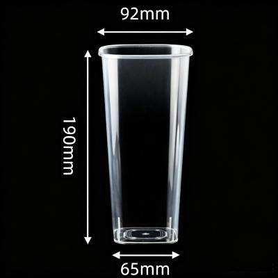 China Custom Size 960ml Clear Square PP Plastic Cups For Jumbo Fruit Tea Sharing Drinks for sale